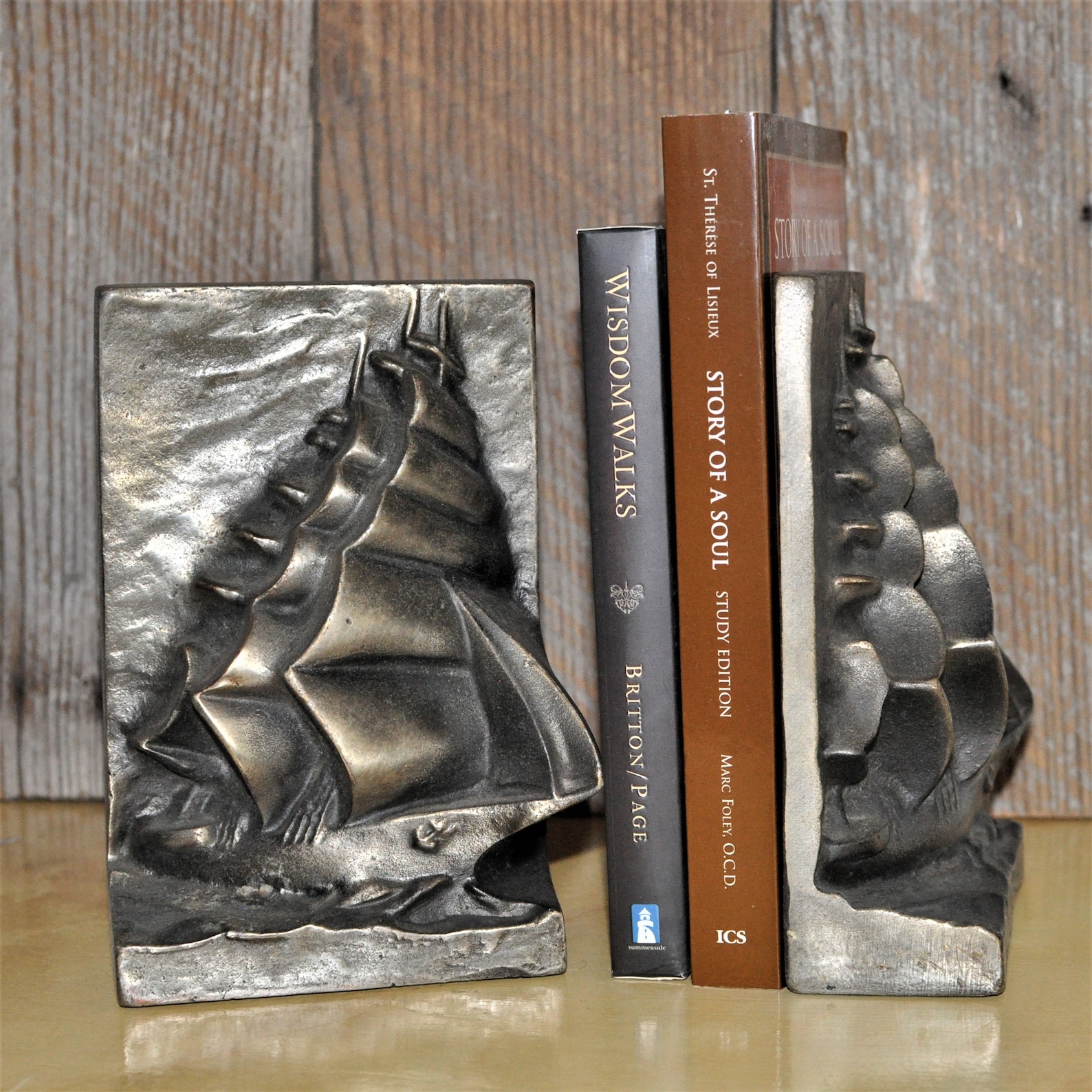Hubley Cast Metal Sailboat Bookends Doorstop Nautical Meta | Etsy