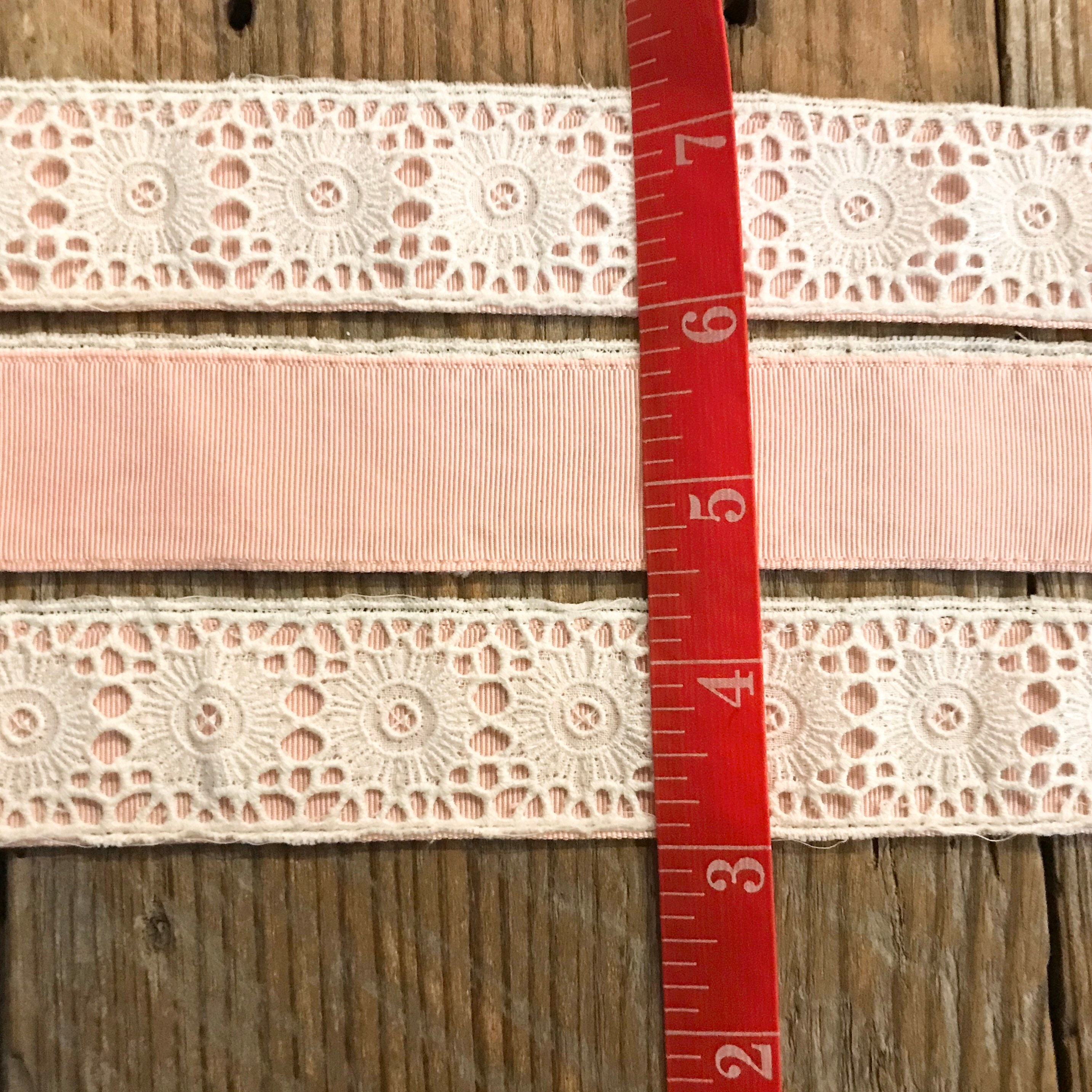 7 Yards White and Pink Cutwork Flowers, Edging, Garment Embellishment ...