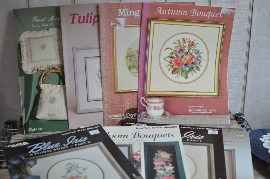 8 Cross Stitch Embroidery Pattern Booklet Collection, Instruction ...