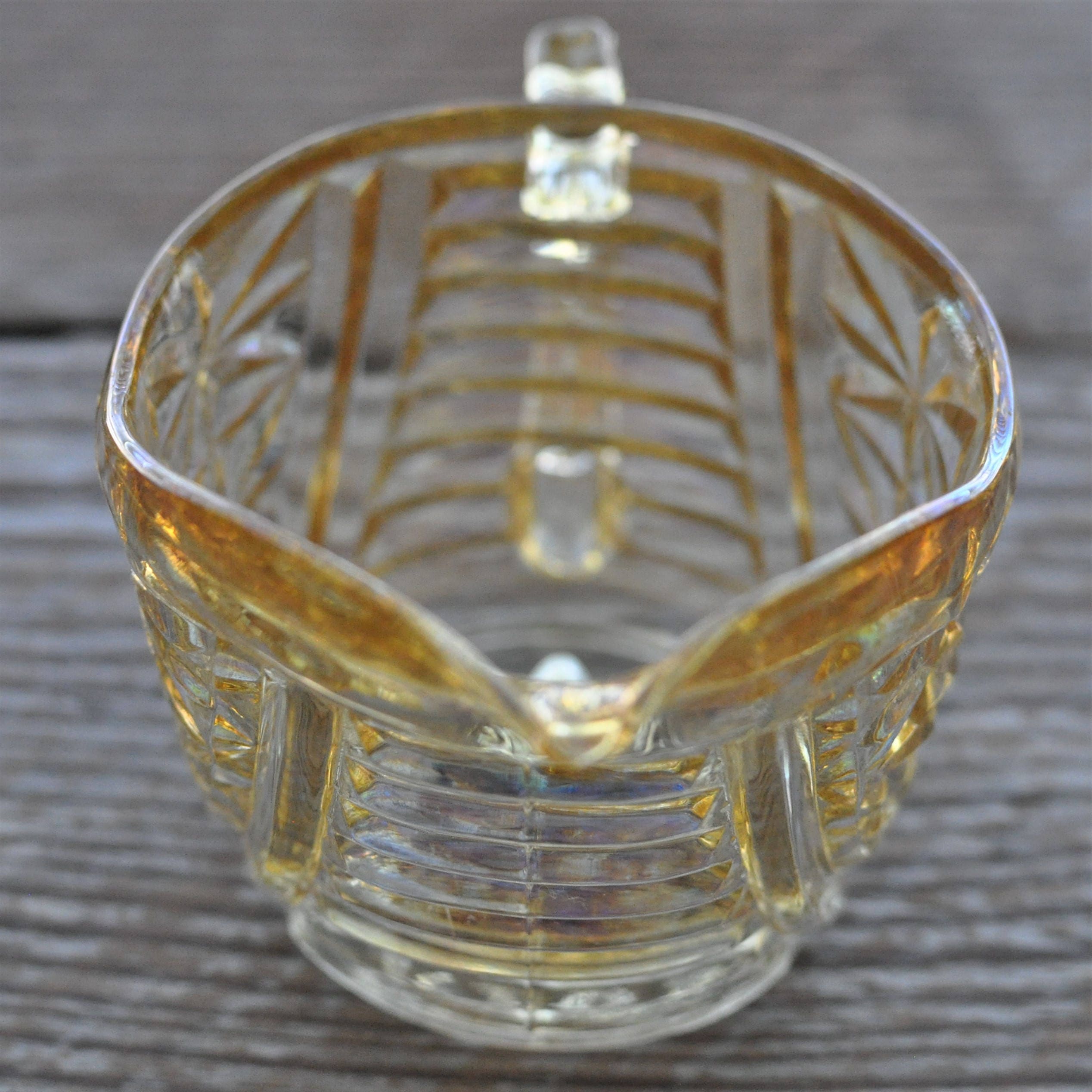 Breakfast Glass Creamer Milk Jug Gold Luster Tea Party | Etsy