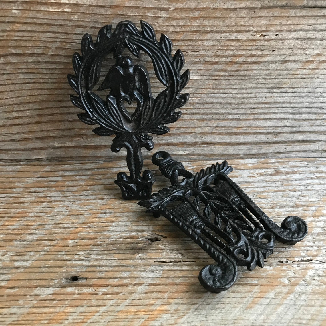 2 Cast Iron Mini Trivets Eagle Broom Hot Plates Farmhouse - Etsy