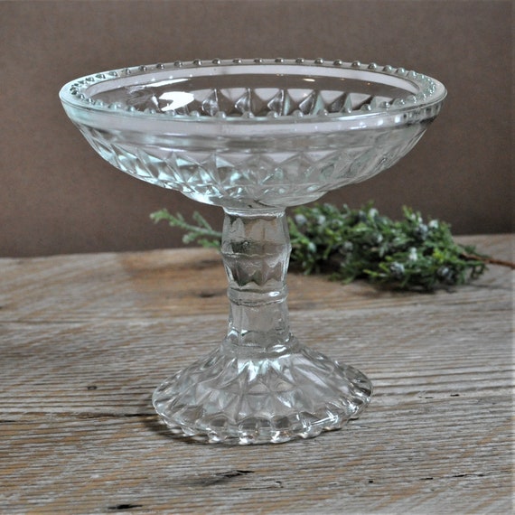 Pressed Clear Glass Compote Pedestal EAPG Footed Dish | Etsy