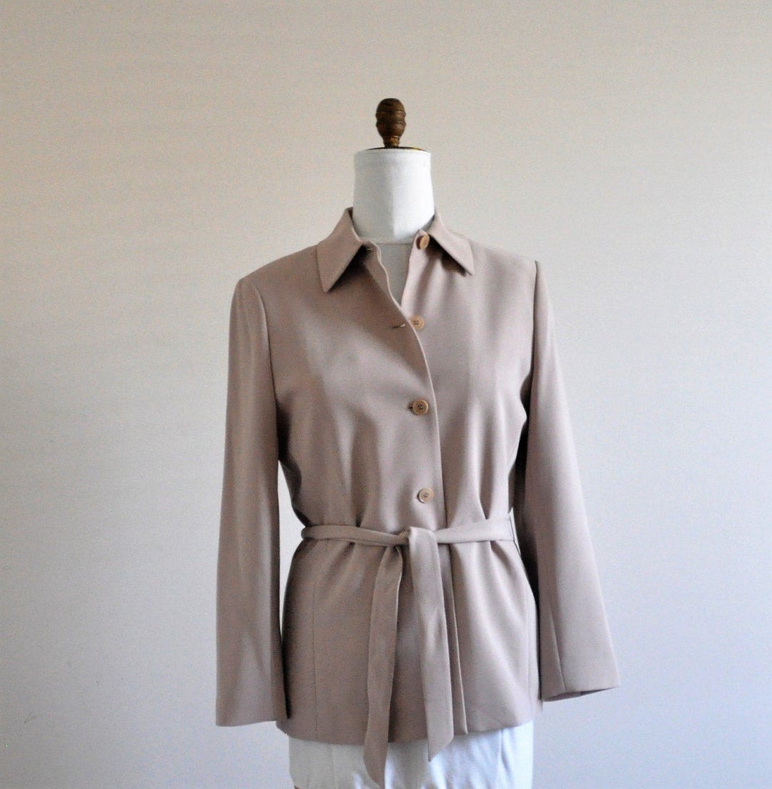 August Max Jacket, Blazer With Sash, Beige, Size 2, Woman's Light ...