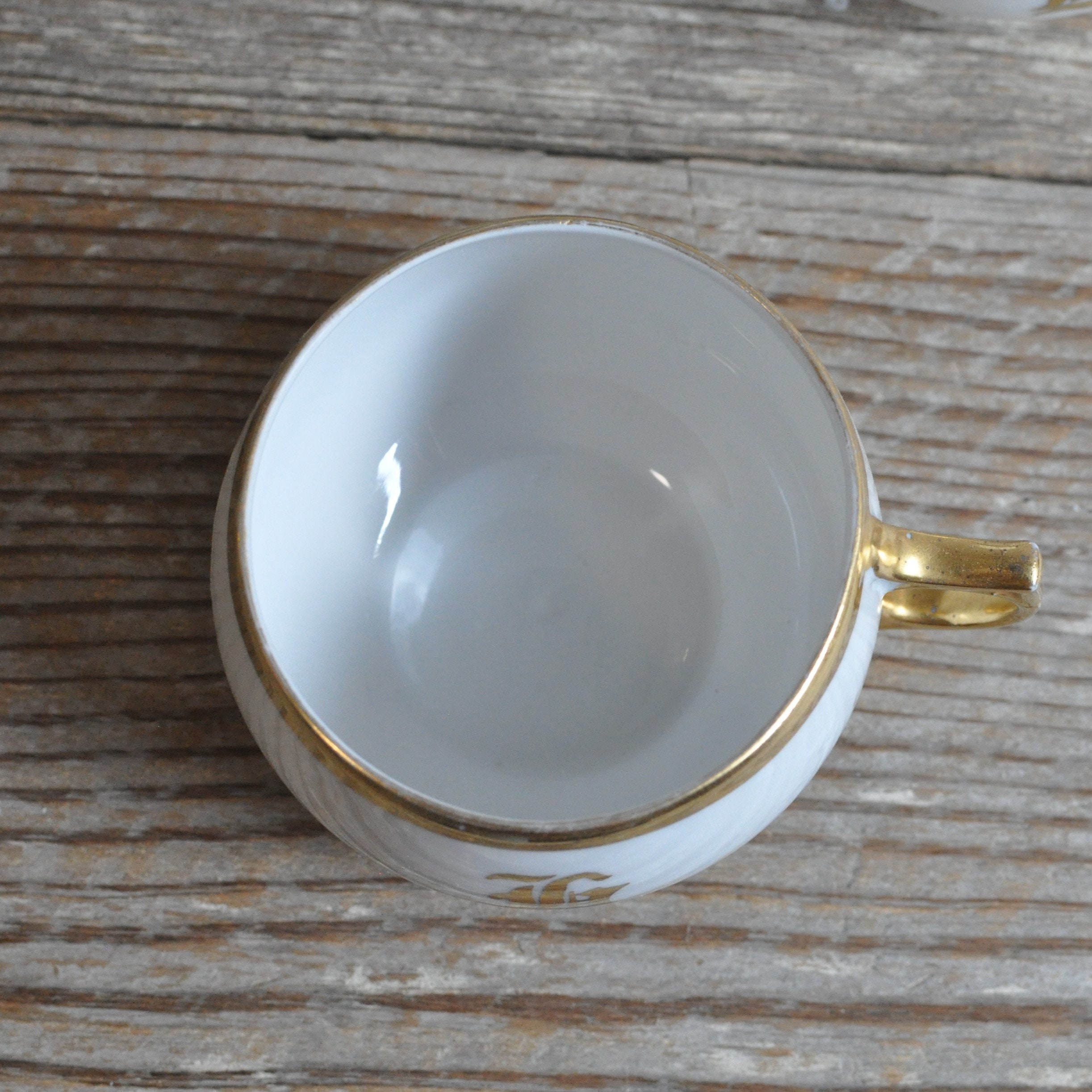 6 H. Wehinger Teacups, Monogrammed, Letter G, Porcelain Flat Tea Cups ...