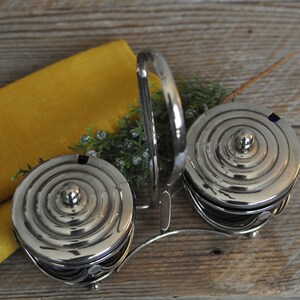 Cobalt Blue Condiment Silver Caddy, Blue Glass, Table Serving, Sauce ...