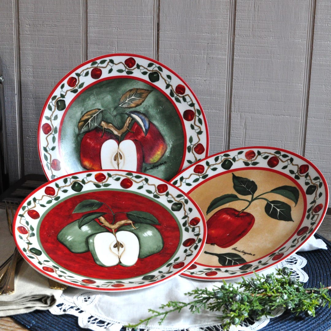 Vintage Apple Salad Plates, Set of 3, Fruit Decor - Etsy