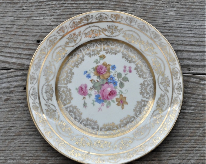 Translucent China 22kt Gold Ornate Floral Salad Luncheon Wedding Dinner ...