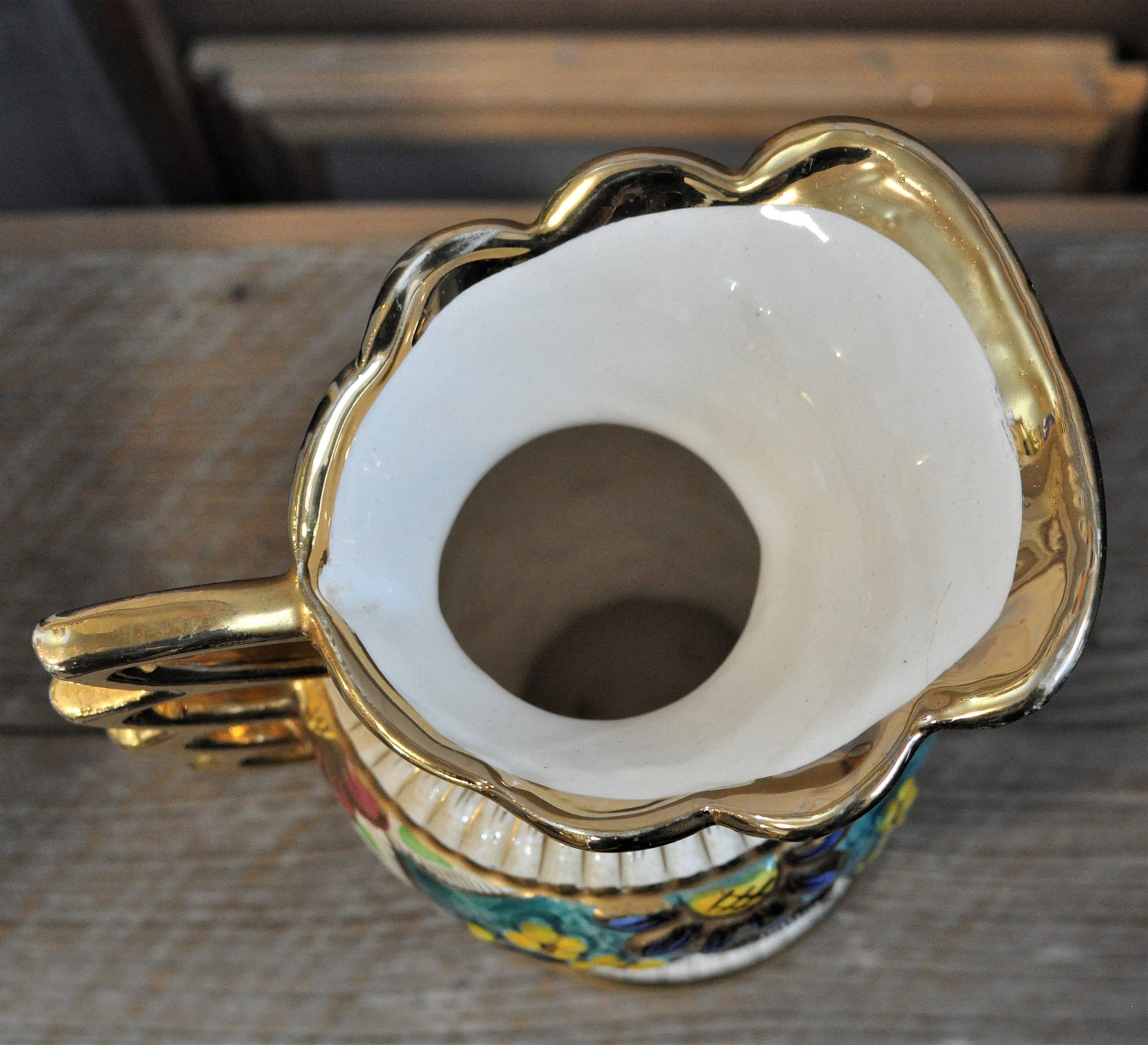 Bequet Belgium Pottery, Ornate Gilt Flower Vase, Turquoise Pitcher ...