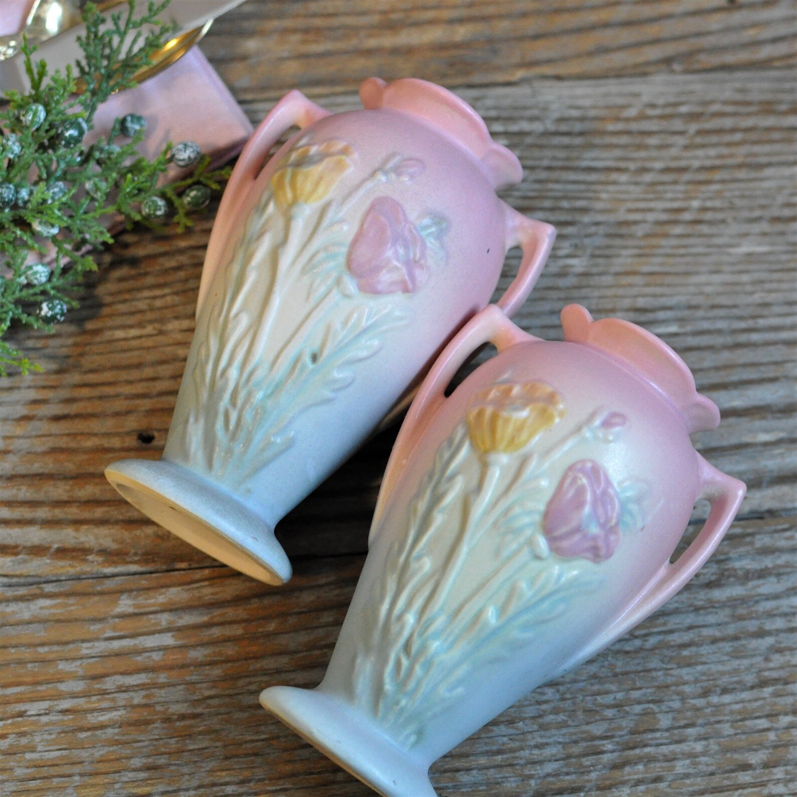 Hull Pottery Pink Vases Floral Pottery Art Flower Vases - Etsy