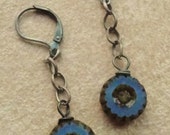 Items similar to Blue Denim Czech Glass Rounds with Dull silver chain ...