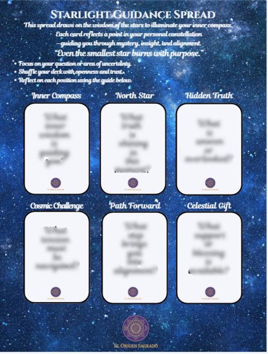Starlight Guidance Tarot Spread | Printable Celestial Layout for Divine ...
