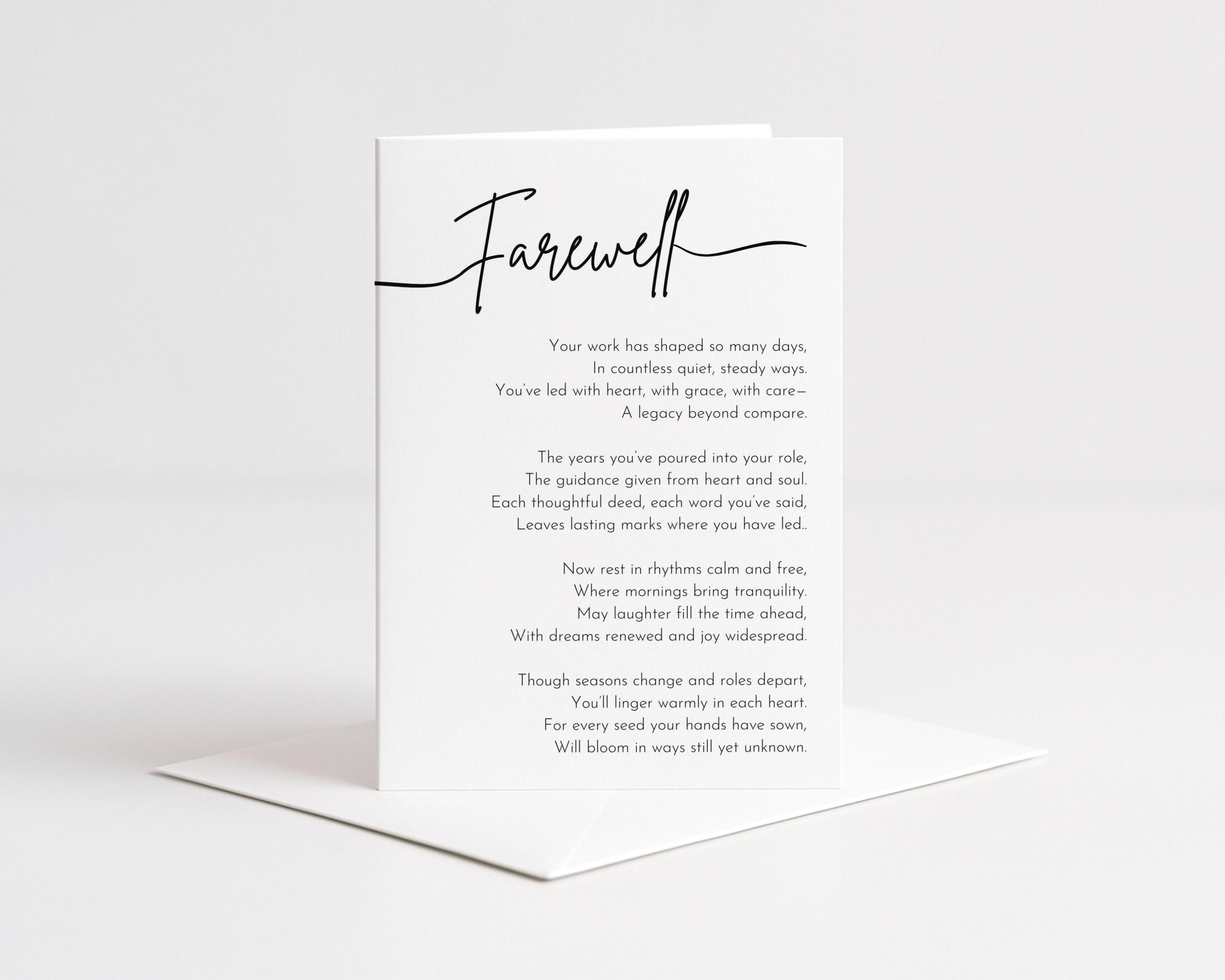 Retirement Card Printable | 5x7 Poem Card | Appreciation Gift for ...