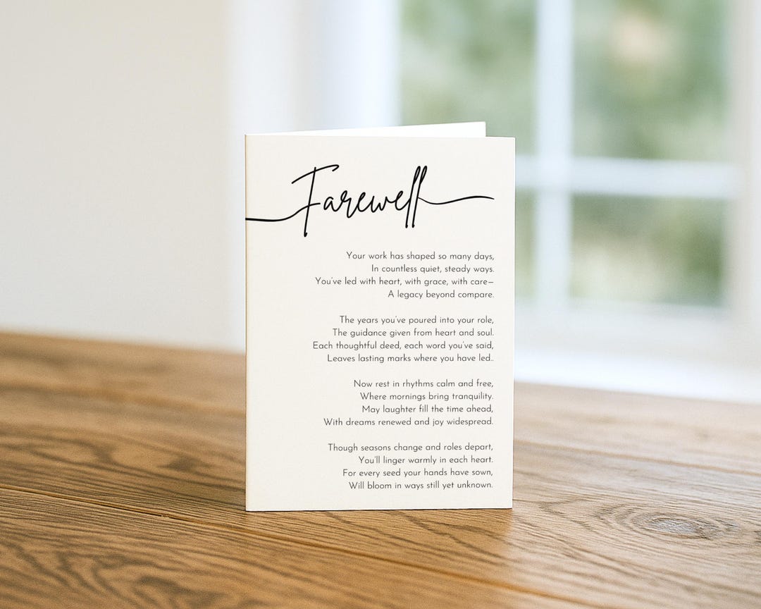 Retirement Card Printable | 5x7 Poem Card | Appreciation Gift for ...