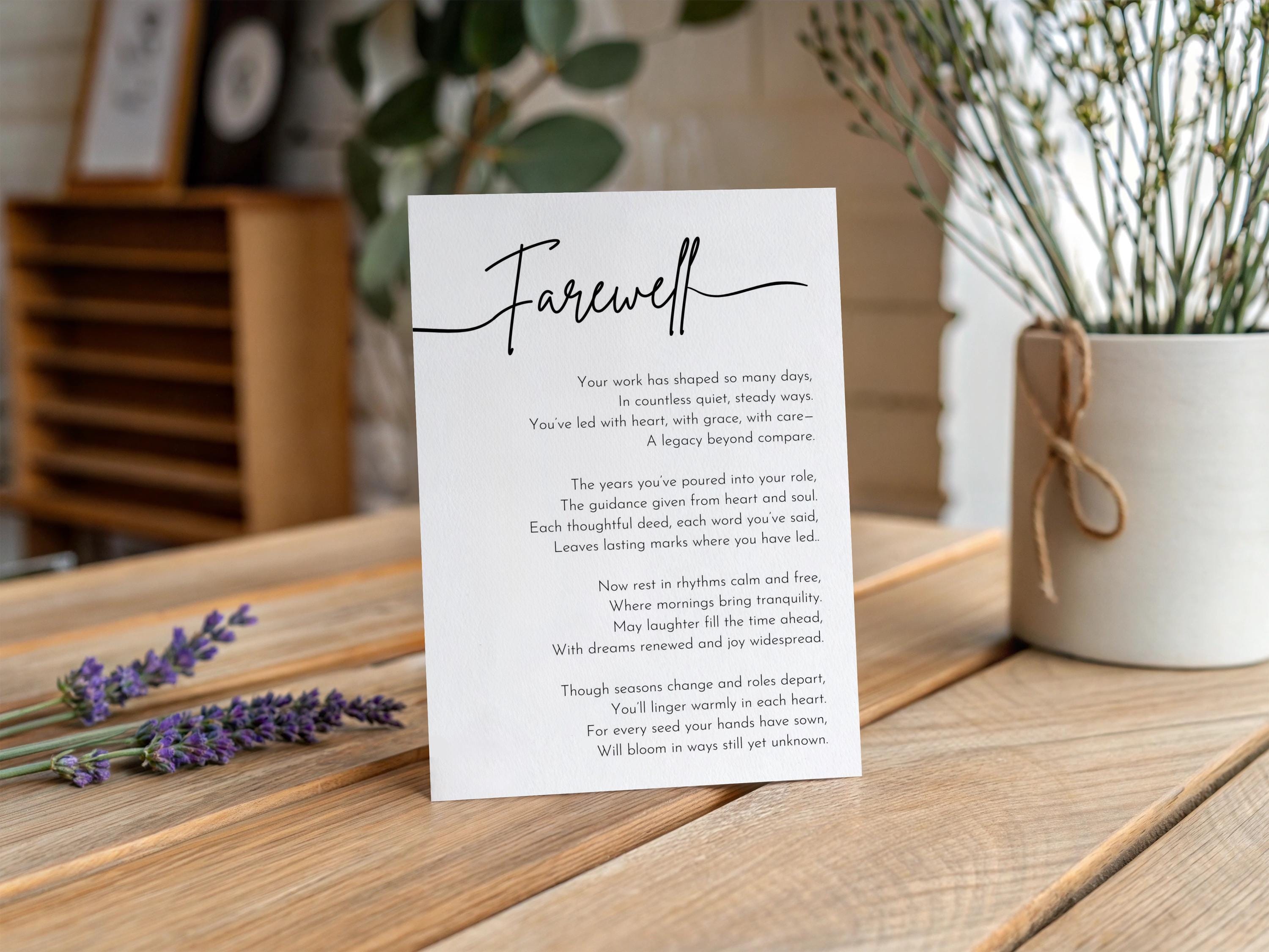 Retirement Card Printable | 5x7 Poem Card | Appreciation Gift for ...
