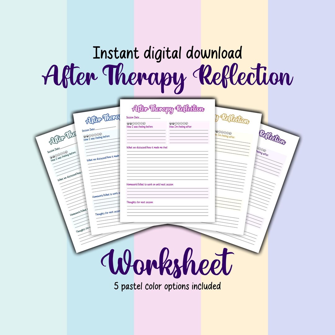 After Therapy Reflection Worksheet - PNG & PDF Digital Download - Etsy
