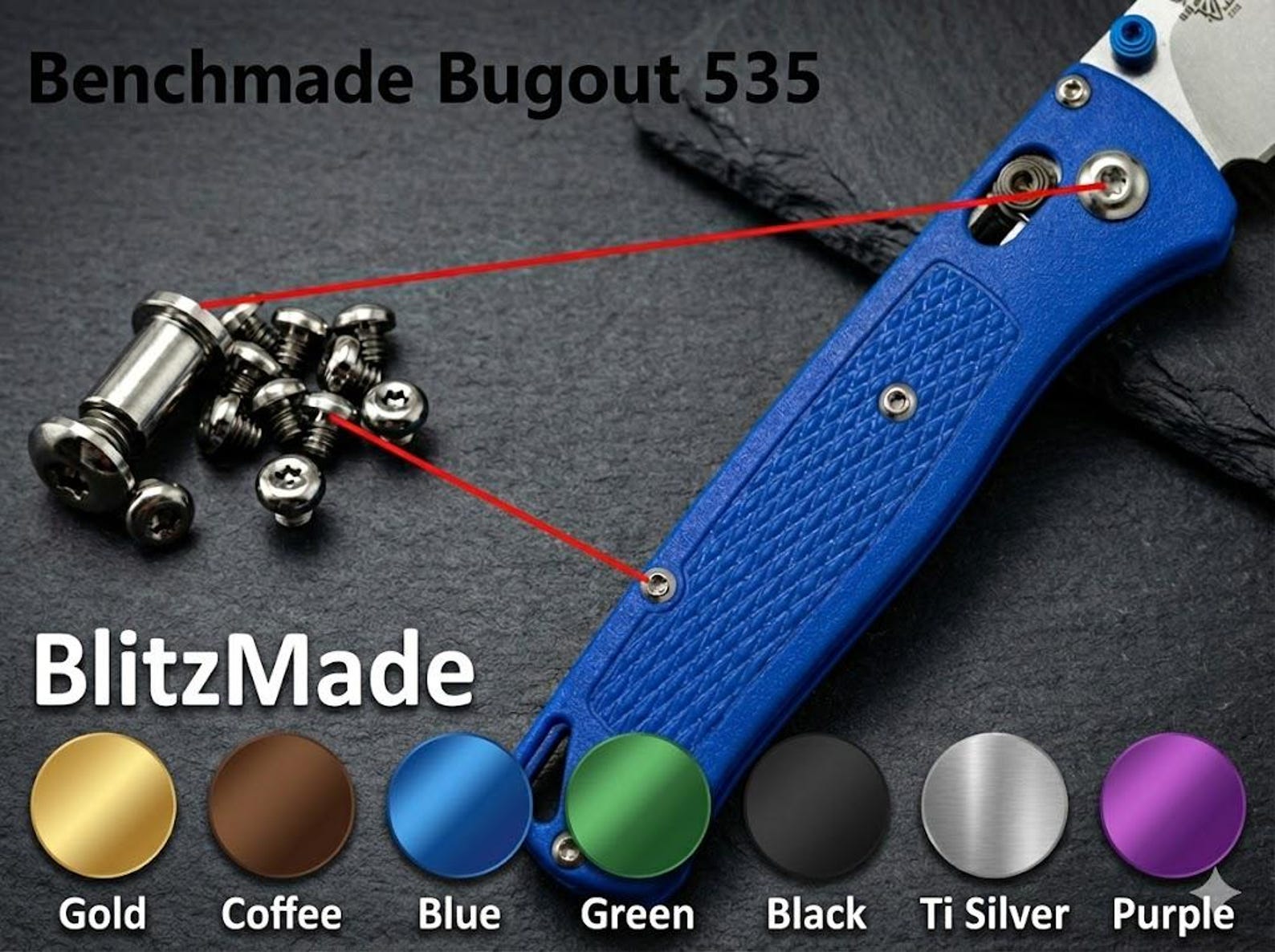 Custom Titanium Screw & Pivot Set for Benchmade Bugout 535 7 Colors ...