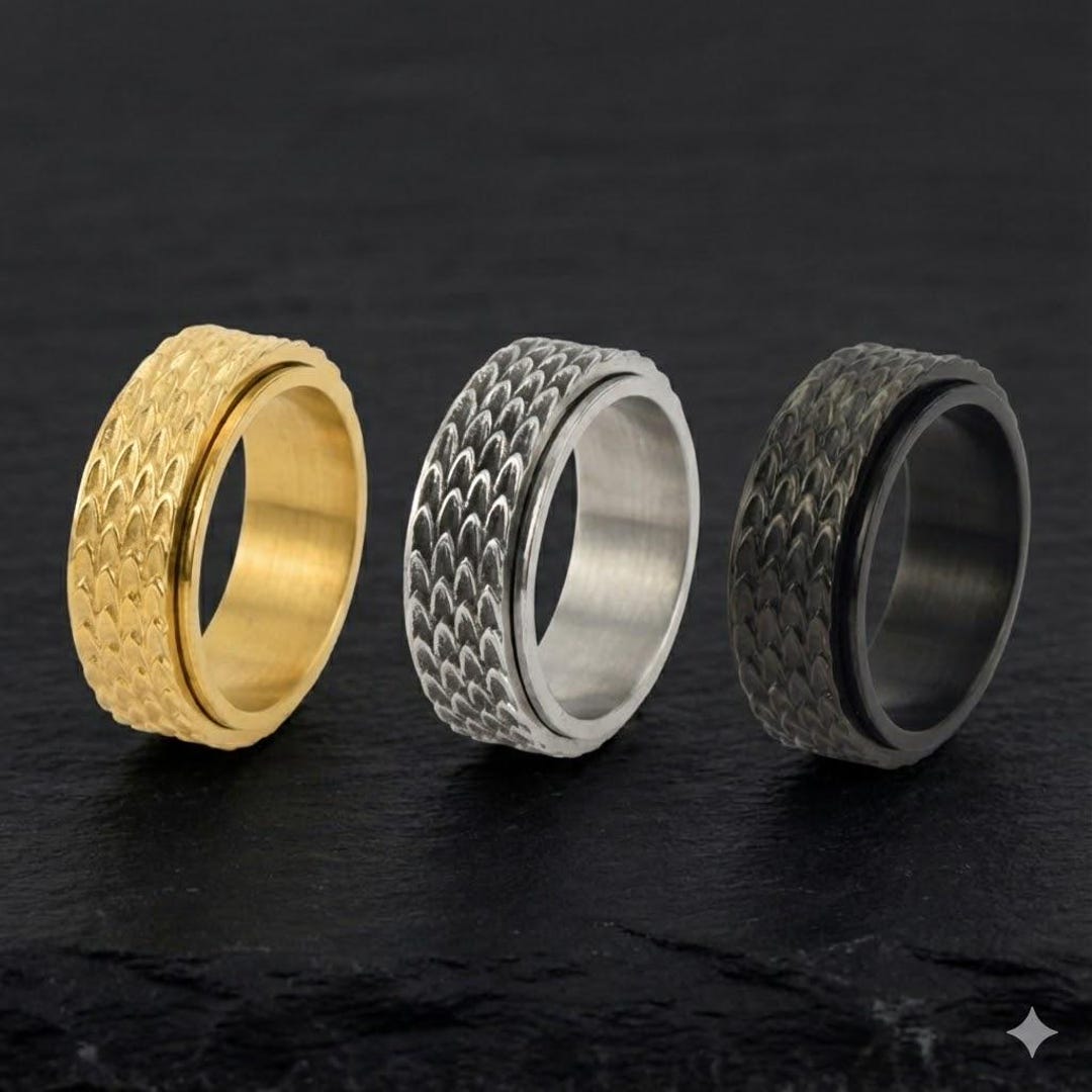 Dragon Scale Spinner Ring • 316L Stainless Steel Fidget Band - Etsy