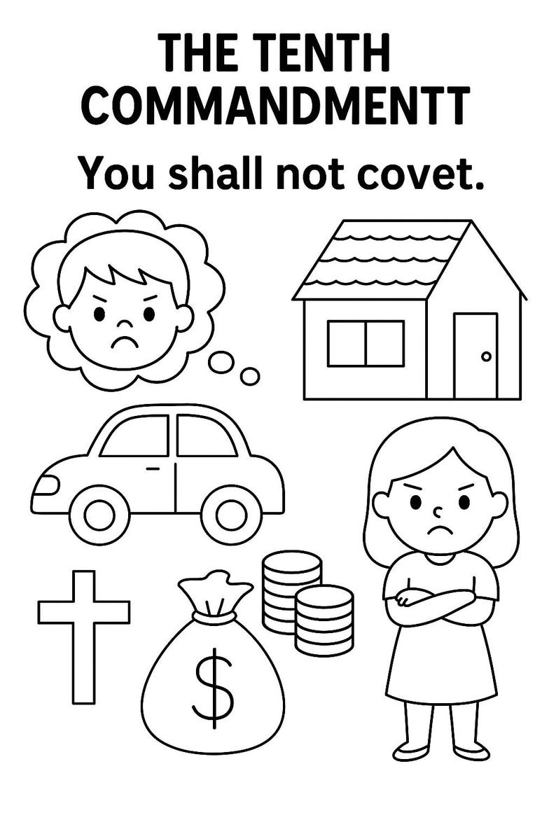 10 Commandments Coloring Pages: Bible Lesson Printables (digital ...