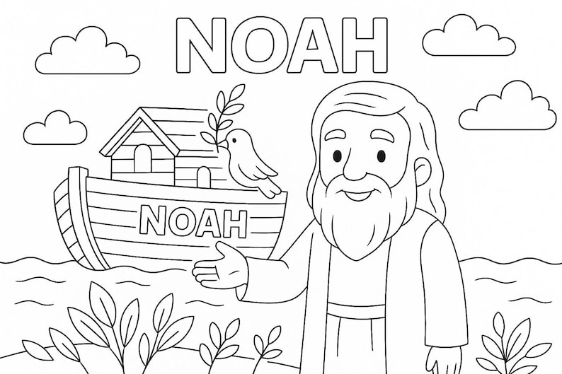 Noah's Ark Coloring Page: Bible Story Printable (PDF & PNG) - Etsy UK
