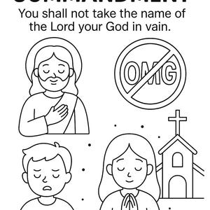 10 Commandments Coloring Pages: Bible Lesson Printables (digital ...
