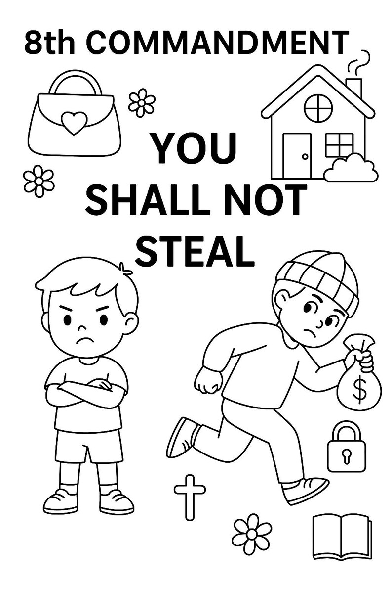 10 Commandments Coloring Pages: Bible Lesson Printables (digital ...