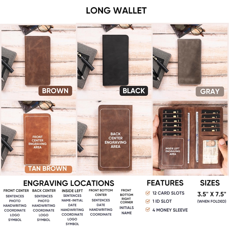 Custom Police Badge Holder Bifold ID Wallet, Engraved Leather Card ...