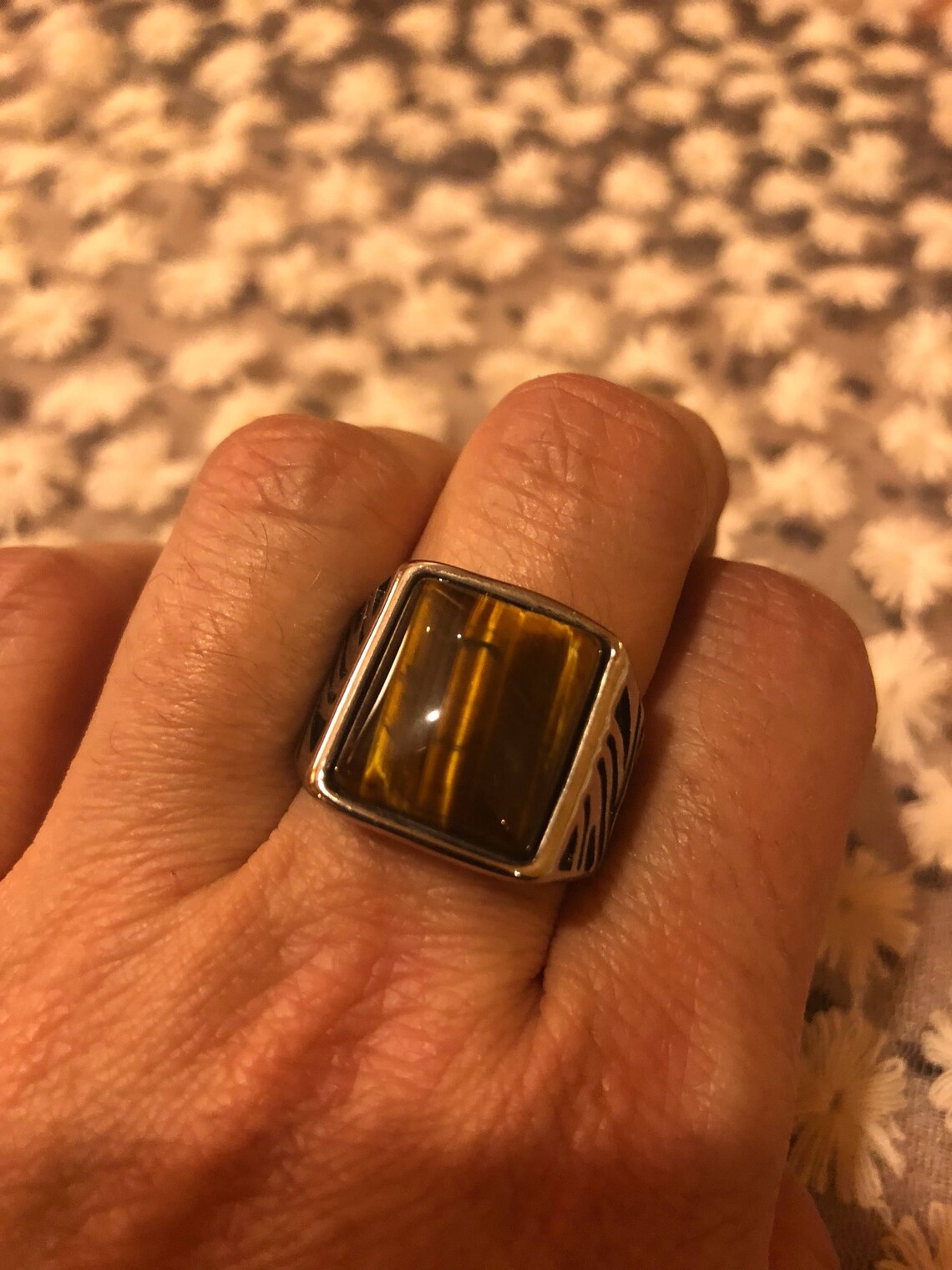 Vintage Gothic Stainless Steel Genuine Tigers Eye Mens Ring | Etsy