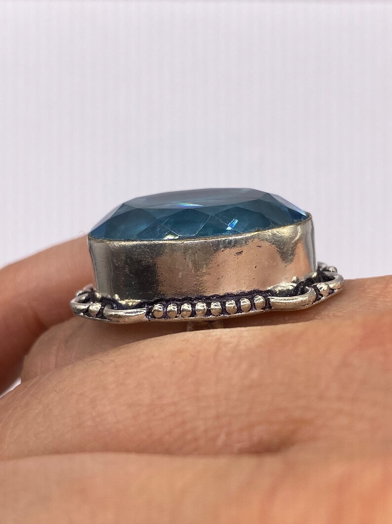 Vintage Aqua Blue Volcanic Art Glass Ring - Etsy