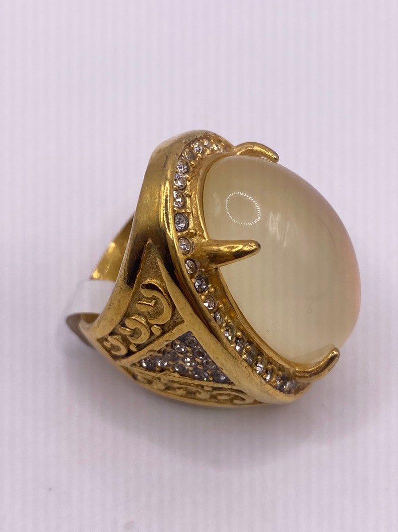 Vintage Opal Glass Cocktail Ring - Etsy