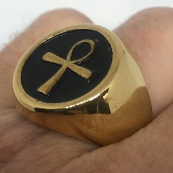 Mens Gold Ankh Ring - Etsy