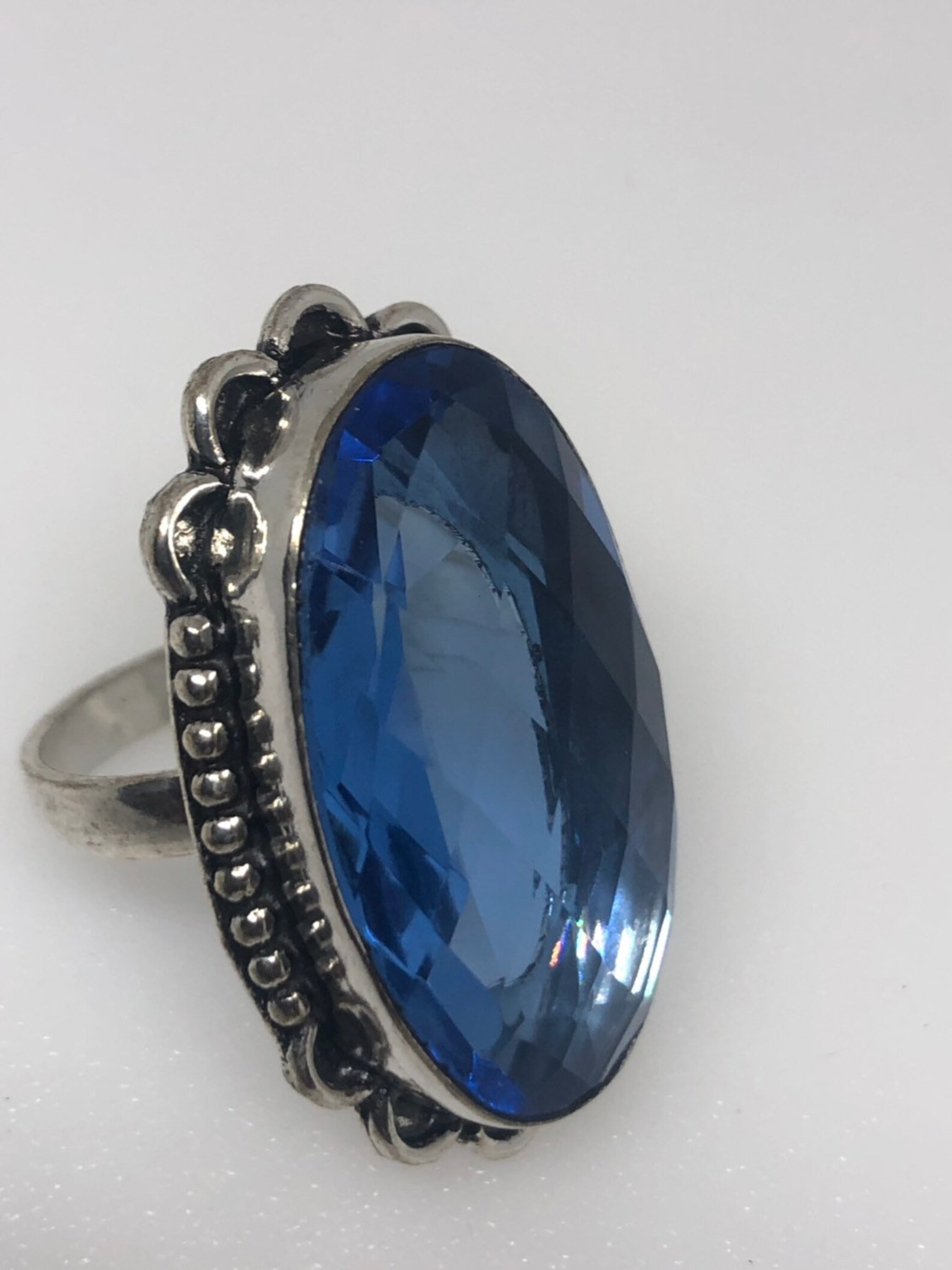 Vintage Blue Vintage Art Glass Ring About 1 Inch Long Knuckle - Etsy