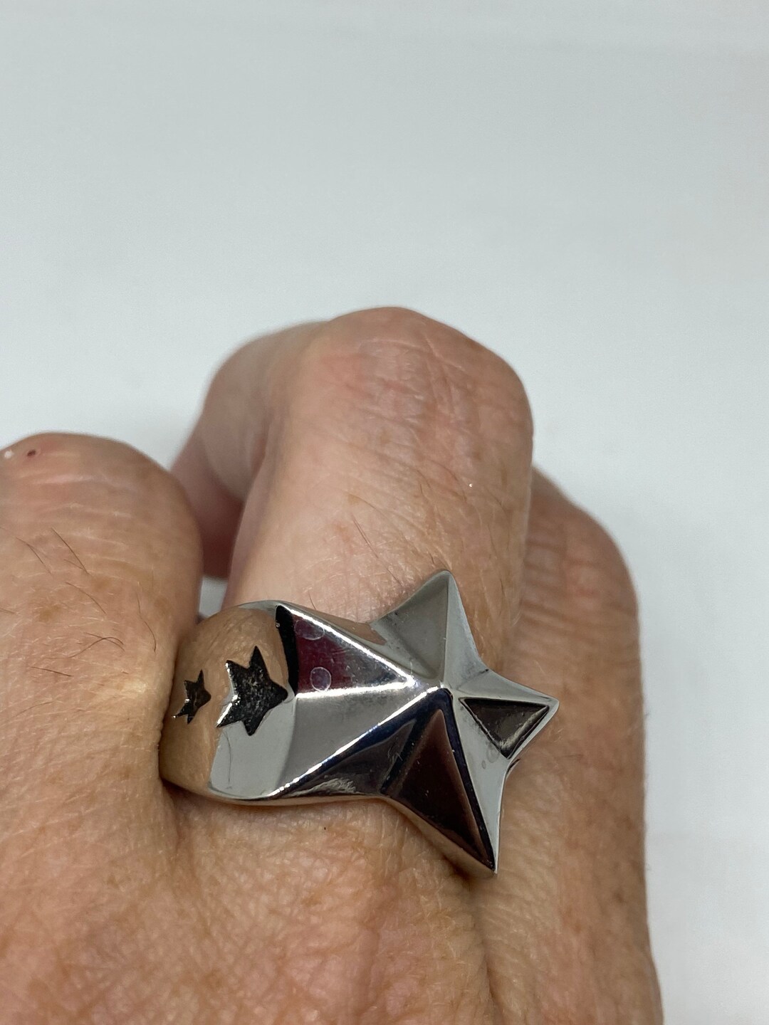Vintage Stainless Steel Star Mens Ring Size 12 - Etsy