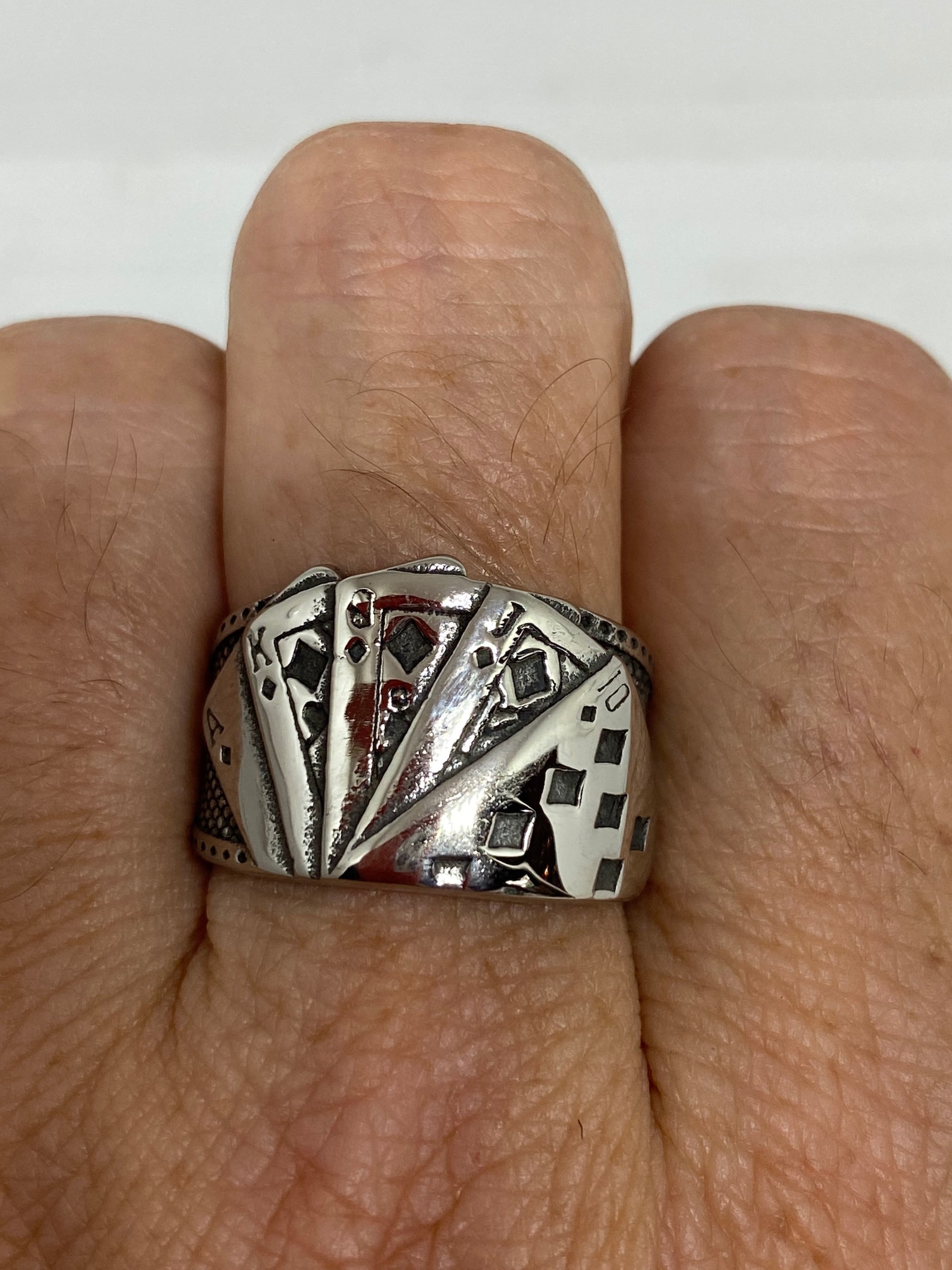 Vintage Diamond Royal Flush Stainless Steel Band Ring - Etsy