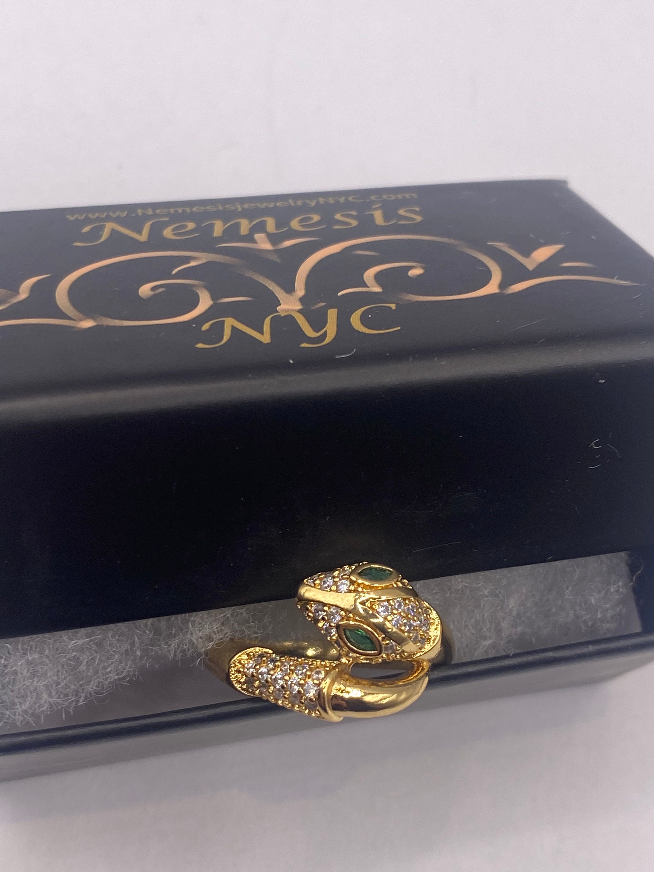 Vintage Snake Ring Gold Filled Crystal Cocktail Ring - Etsy