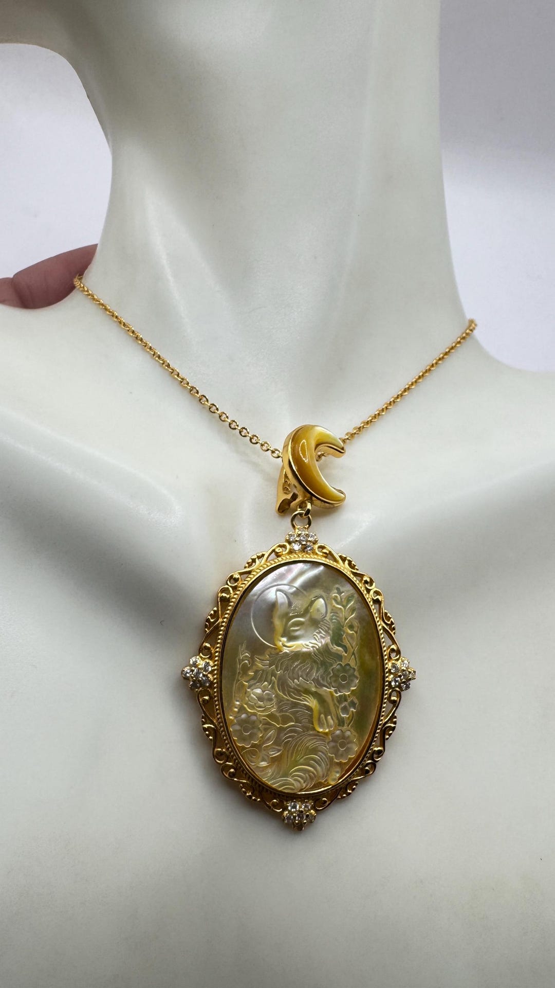 Vintage Cameo Cat 925 Sterling Silver Necklace Choker - Etsy