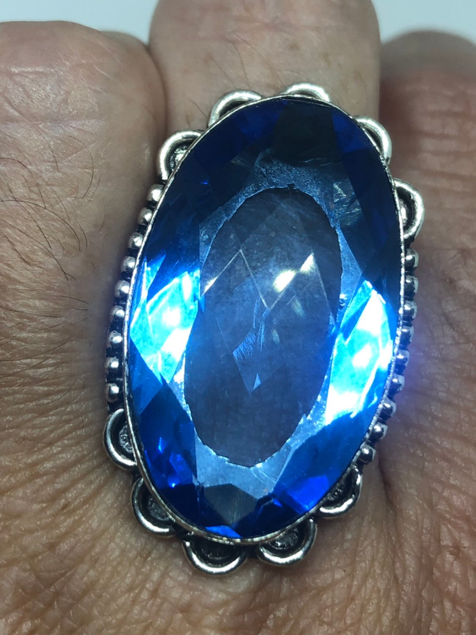 Vintage Blue Vintage Art Glass Ring About 1 Inch Long Knuckle - Etsy