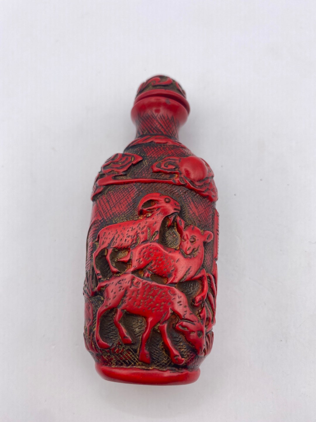 Vintage Rams Bottle Snuff Perfume Flask Cinnabar Resin - Etsy