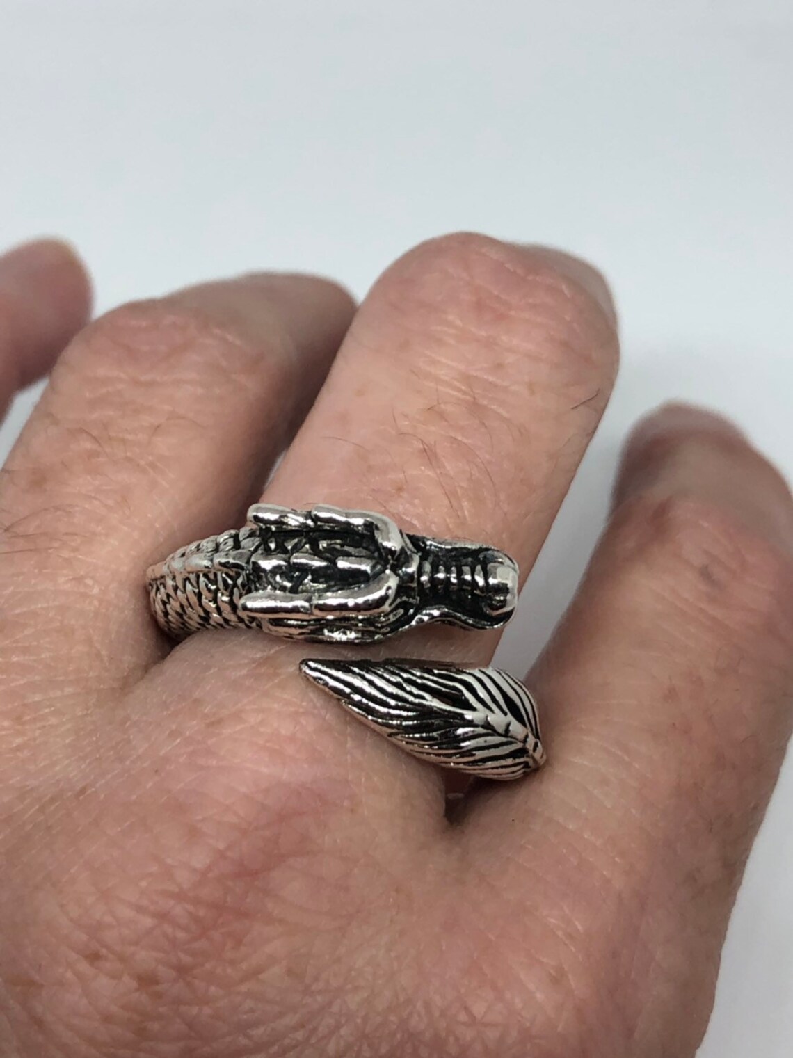 Vintage Gothic Dragon Sterling Silver Mens Ring - Etsy