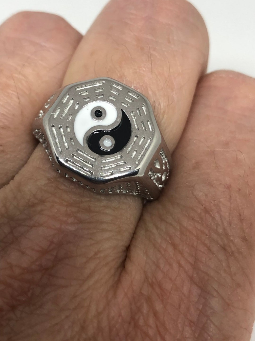 Vintage Ying Yang Mens Martial Arts Stainless Steel Enamel Ring - Etsy