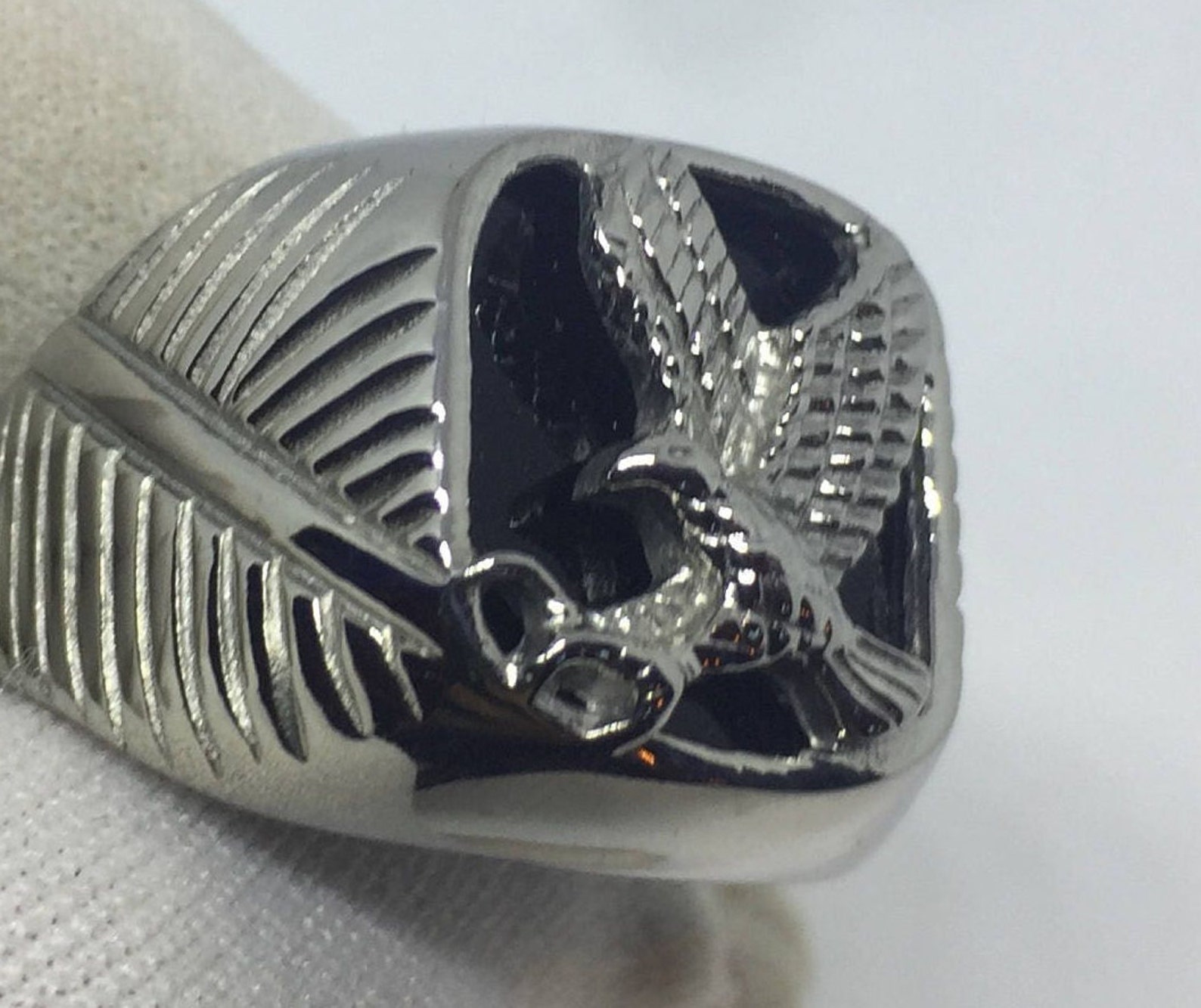 Vintage Black Onyx Inlay Southwestern Mens Eagle Ring - Etsy