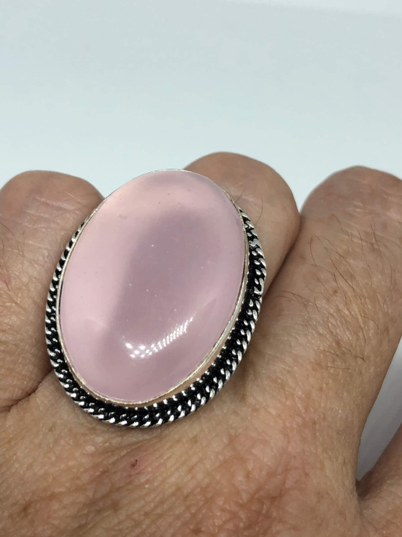 Vintage Genuine Rose Quartz Silver Ring - Etsy