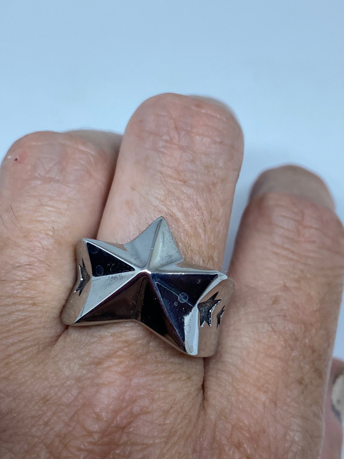Vintage Stainless Steel Star Mens Ring | Etsy