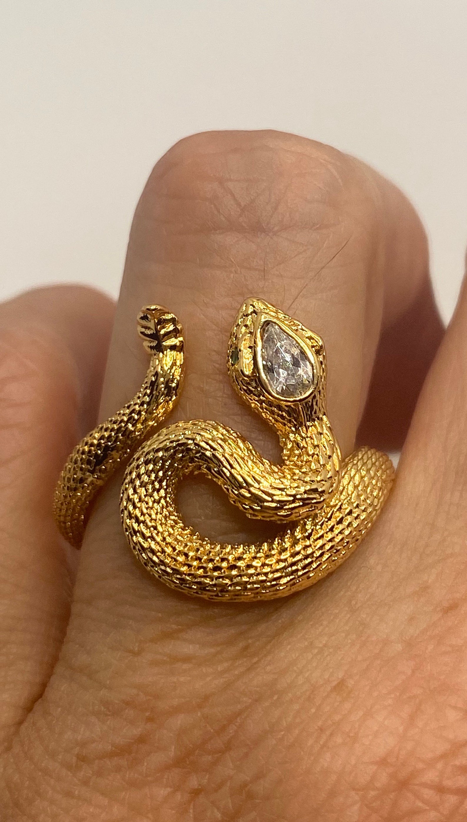 Vintage Snake Ring Gold Filled Crystal Cocktail Ring - Etsy