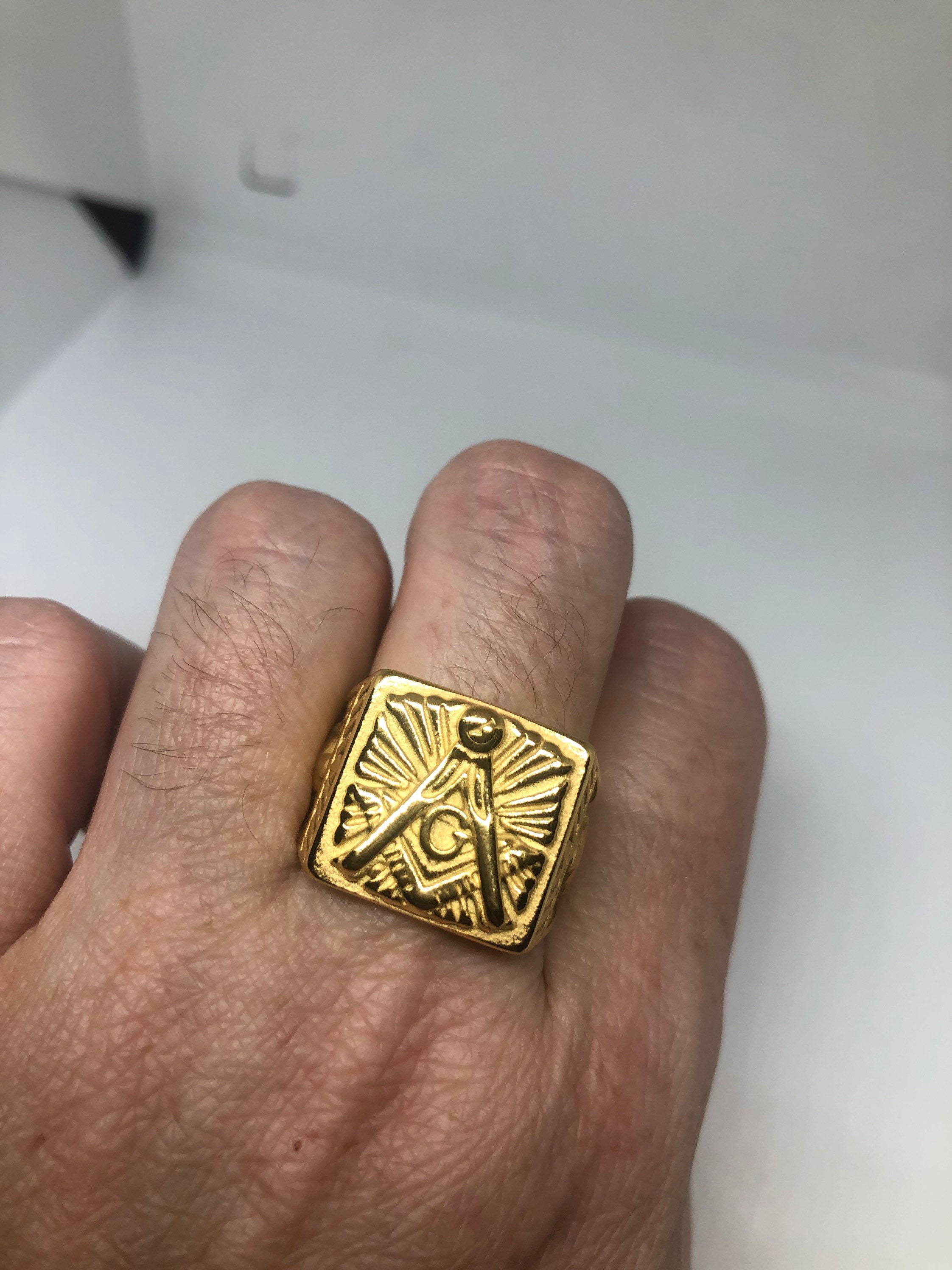 Vintage Golden Free Mason G Mens Ring Stainless Steel - Etsy