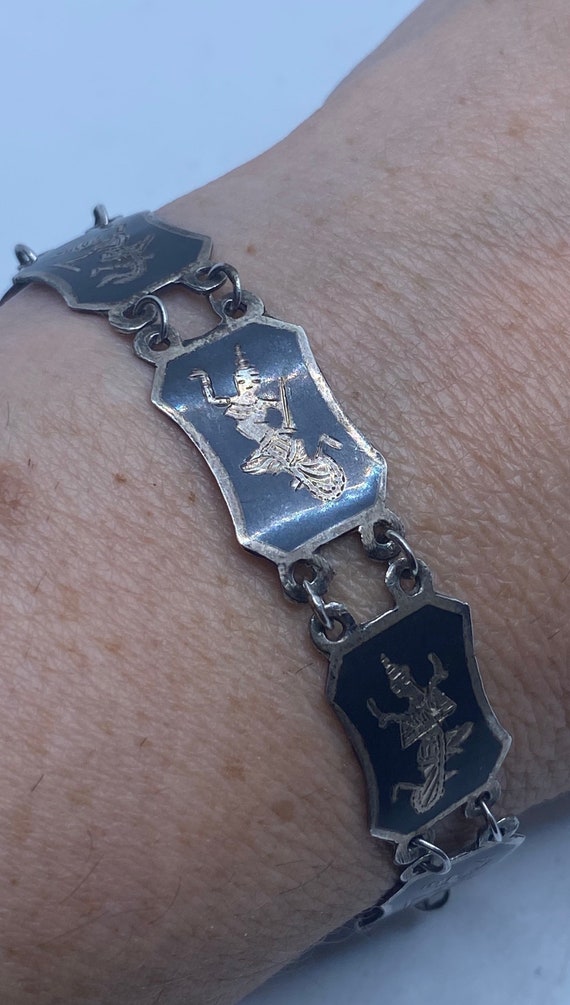 Vintage Siam 925 Sterling Silver Bracelet Dancing God… - Gem Vintage Siam 925 Sterling Silver Bracelet Dancing God… - Gem