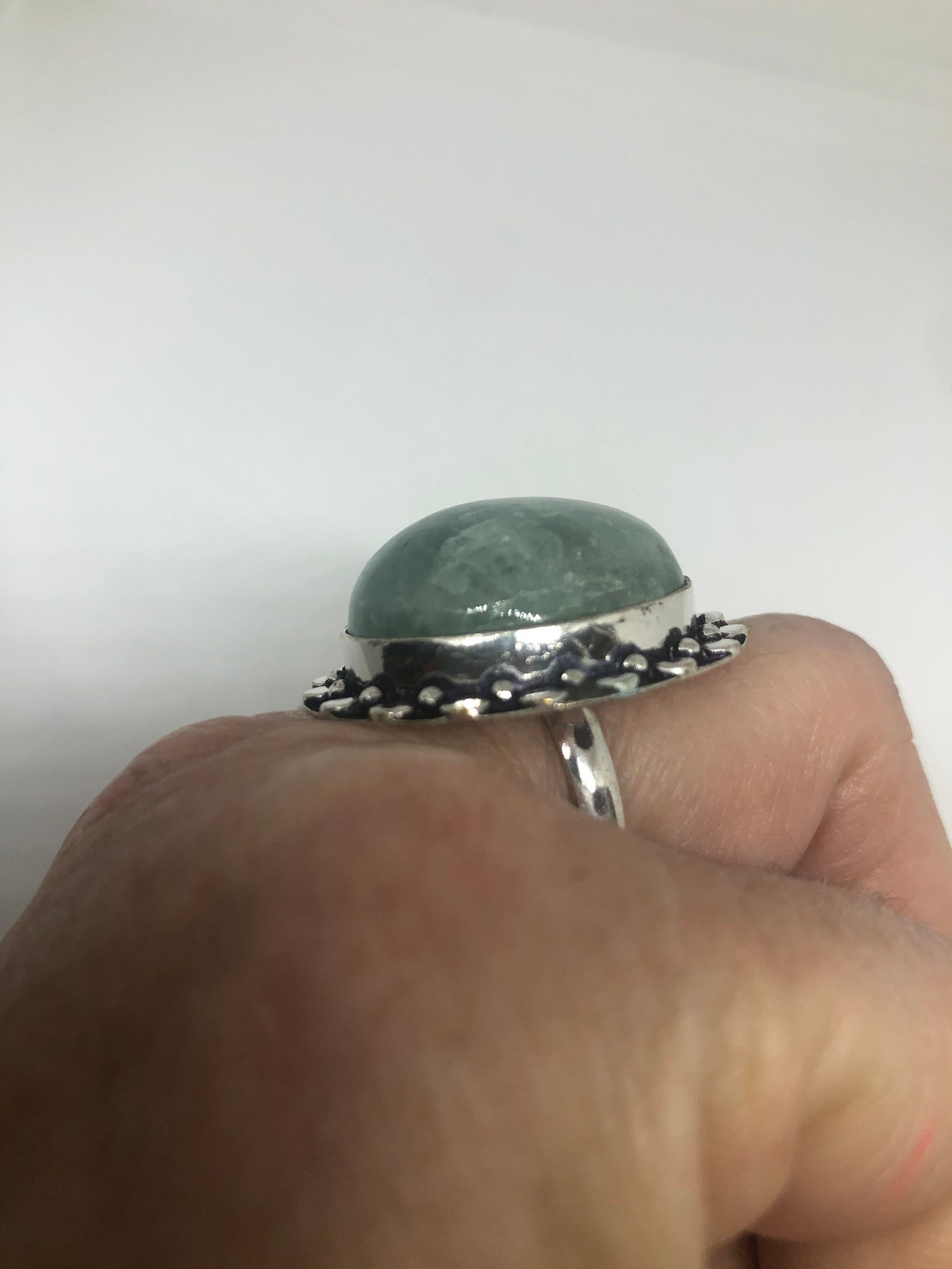Vintage Green Amazonite Silver Ring Size 7 - Etsy