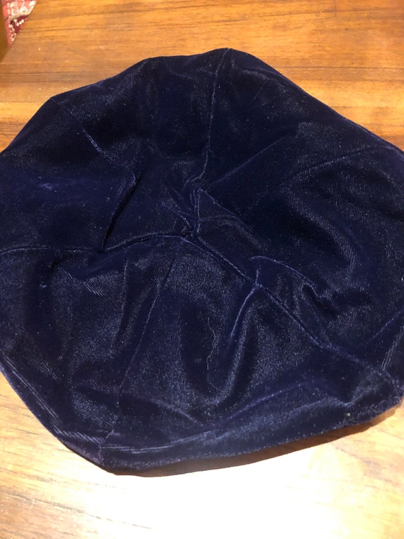 Vintage Blue Velvet 10 Inch Beret Hat - Gem