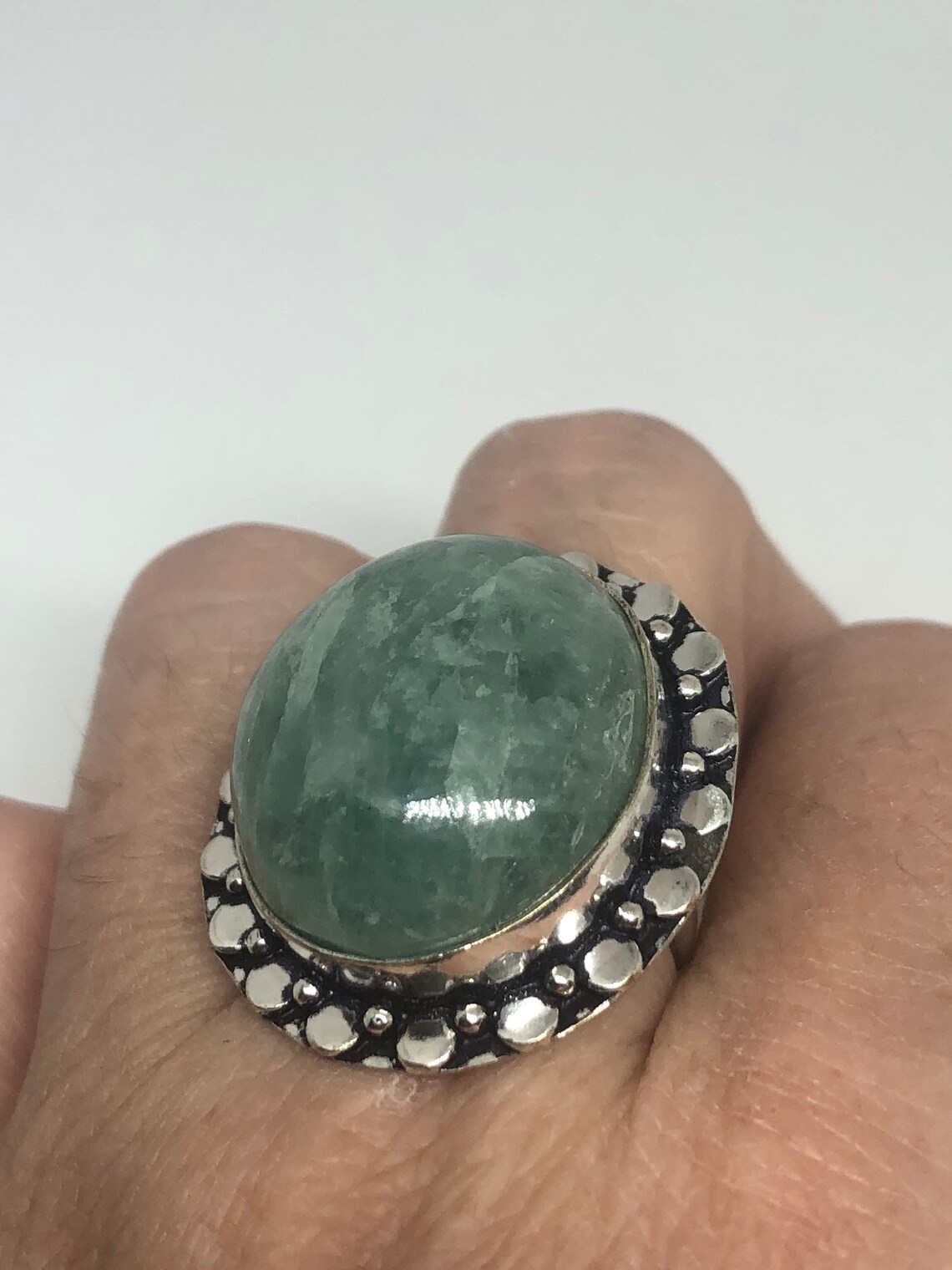 Vintage Green Amazonite Silver Ring Size 7 - Etsy