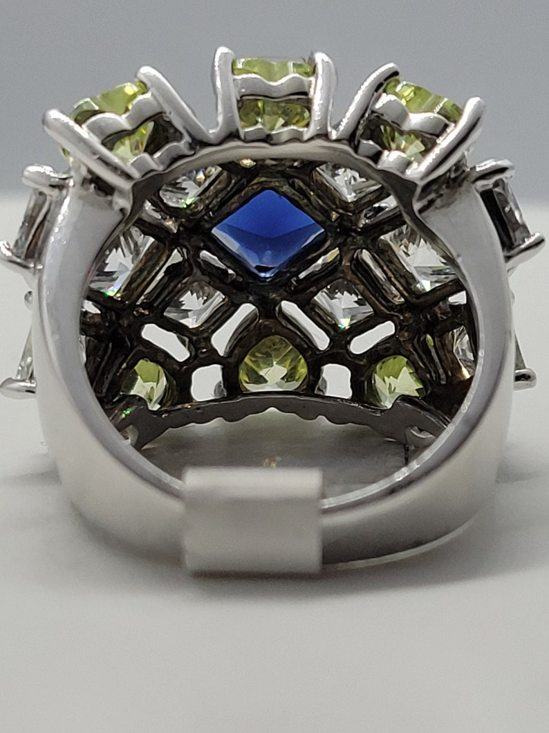 Vintage CZ Big Blue Party Ring in 925 Sterling Silver - Etsy