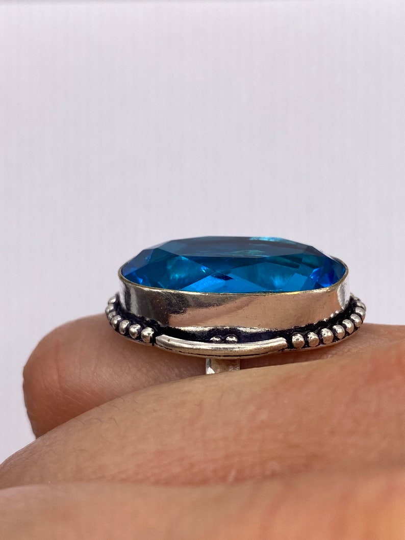 Vintage Aqua Blue Volcanic Art Glass Ring - Etsy